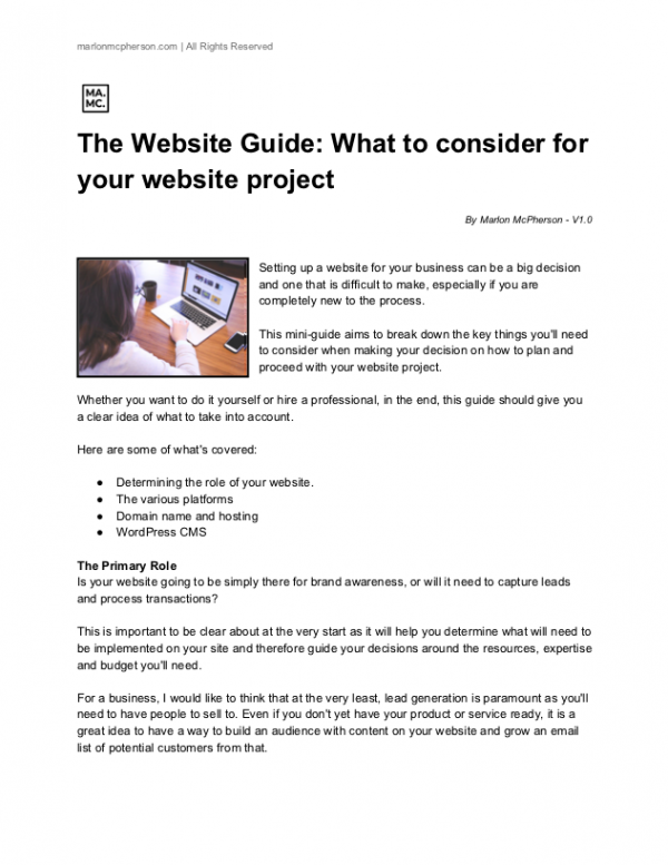 Free Website Guide - Online Business Strategy For Online Entrepreneurs